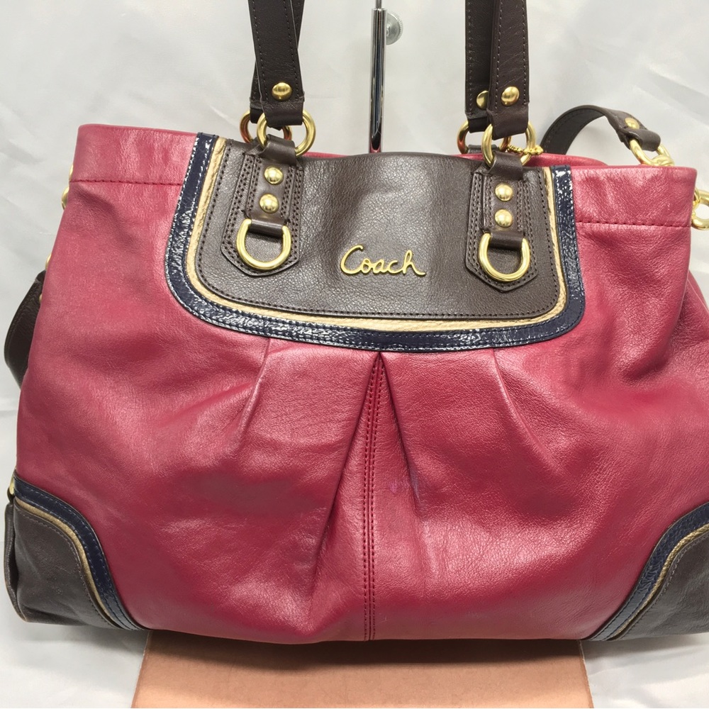 Coach Ashley Berry And Brown Leather Shoulder Handbag… - Gem